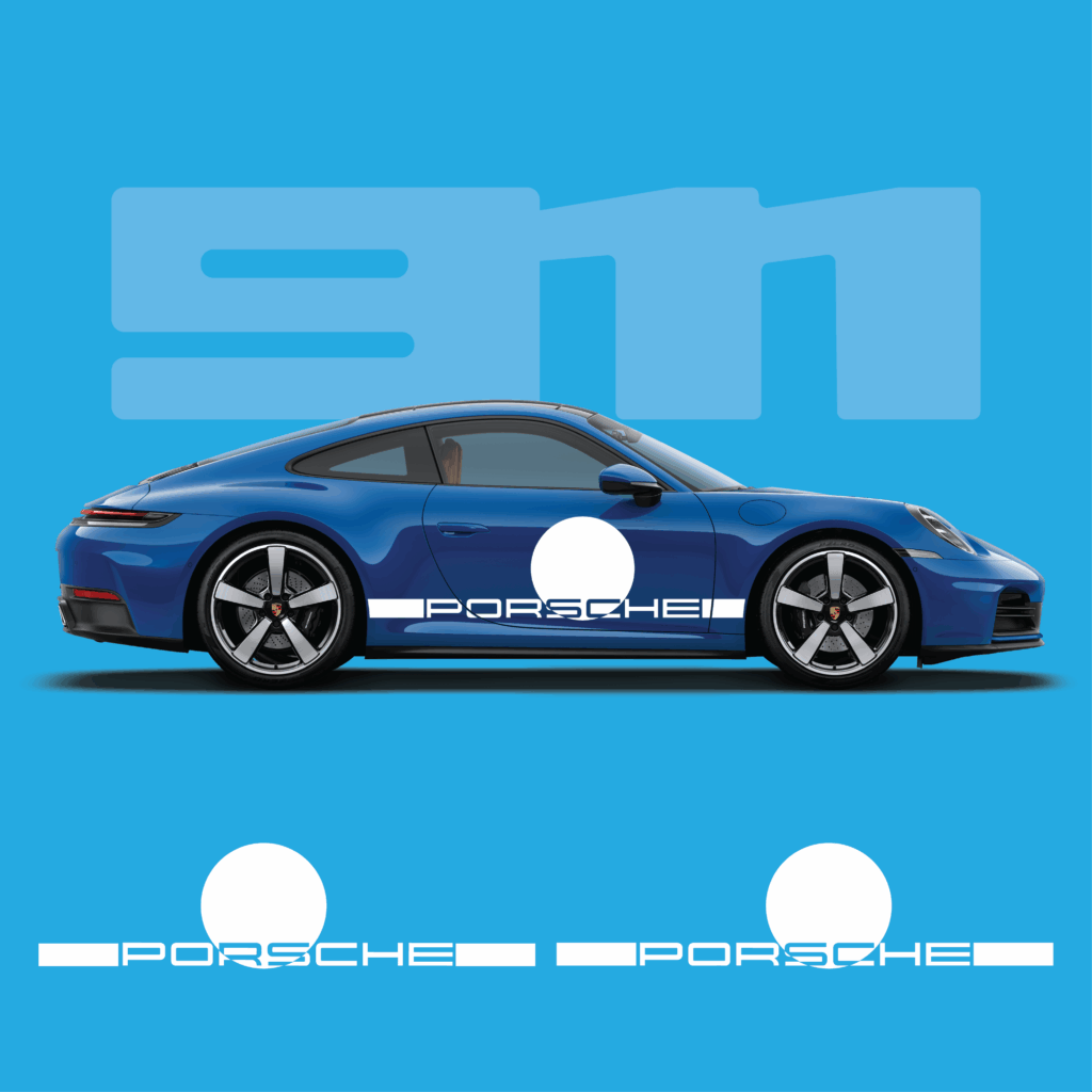 Porsche 911 Sport Classic & Roundel Door Side Stripe Kit - Demon Graphics