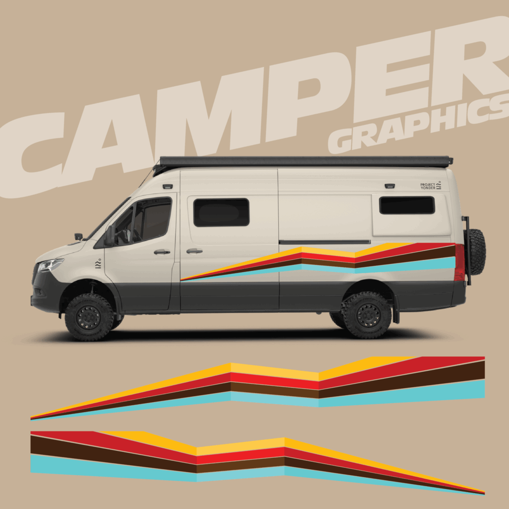 Retro Stripe Campervan Graphics - Demon Graphics